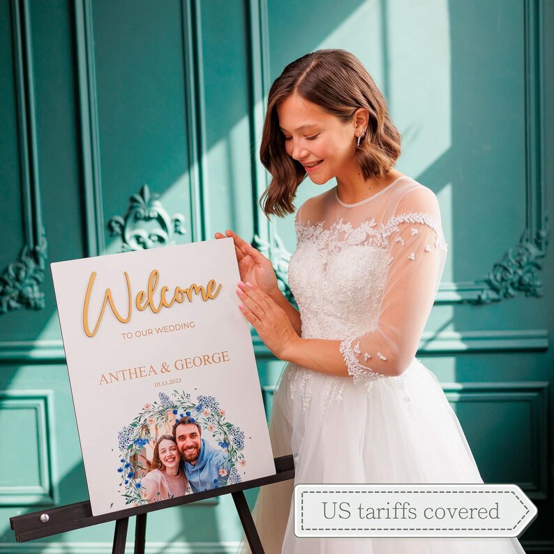 Personalized Wedding Welcome Sign: Blue Mountain Print, Engraved Wood ...