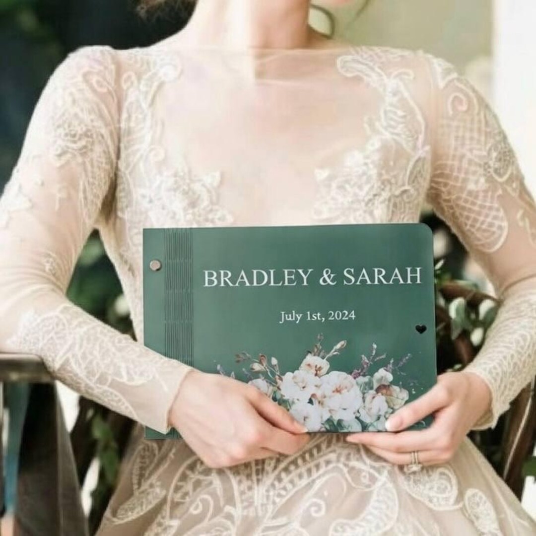Greenery Wedding Guest Book, Personalized Album: Custom Photo Keepsake ...