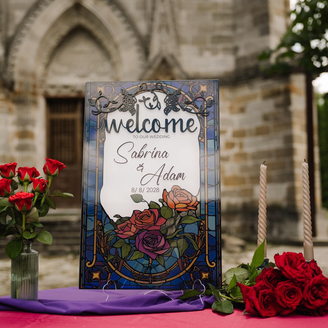 Stained Glass Wedding Welcome Sign: Custom Acrylic Renaissance Decor - Etsy