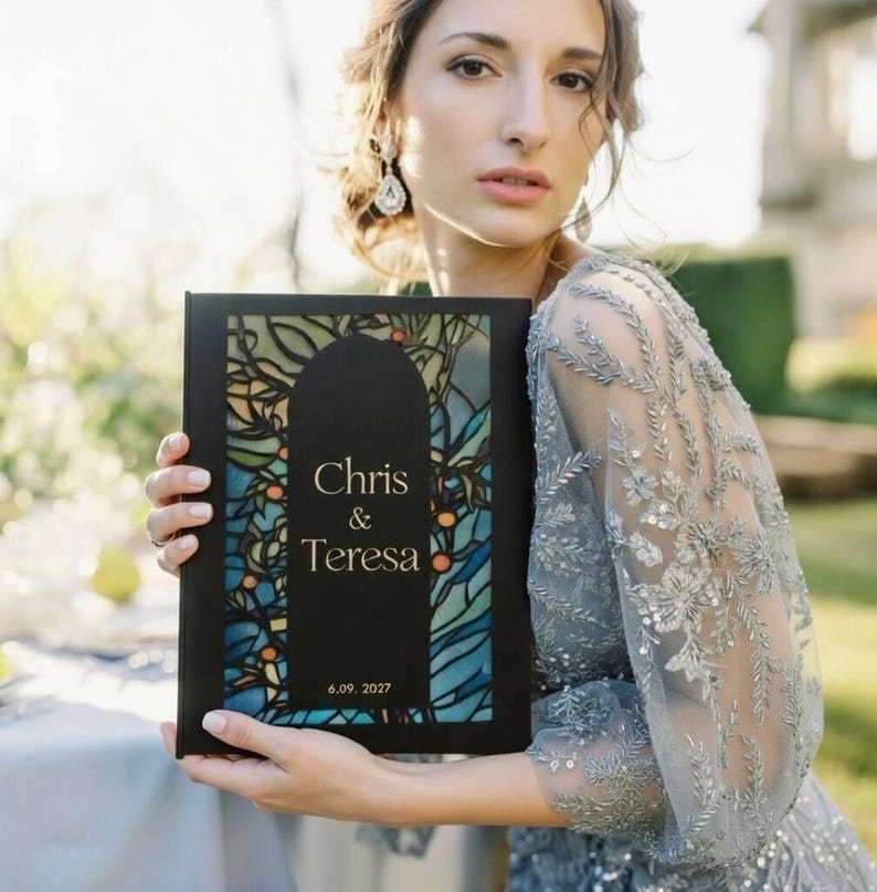 Personalized Stained Glass Effect Memory Box: Medieval Wedding Keepsake ...
