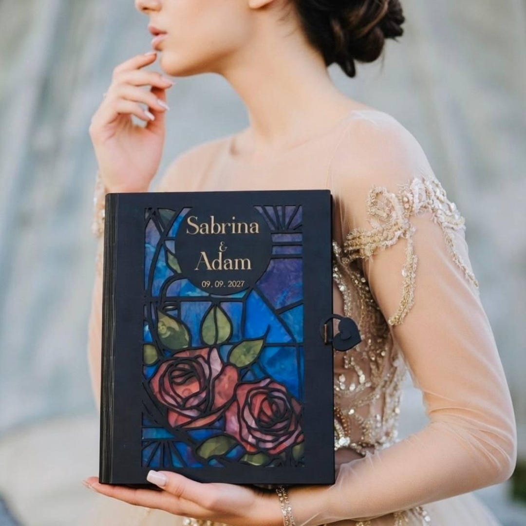 Personalized Stained Glass Effect Memory Box: Medieval Wedding Keepsake ...