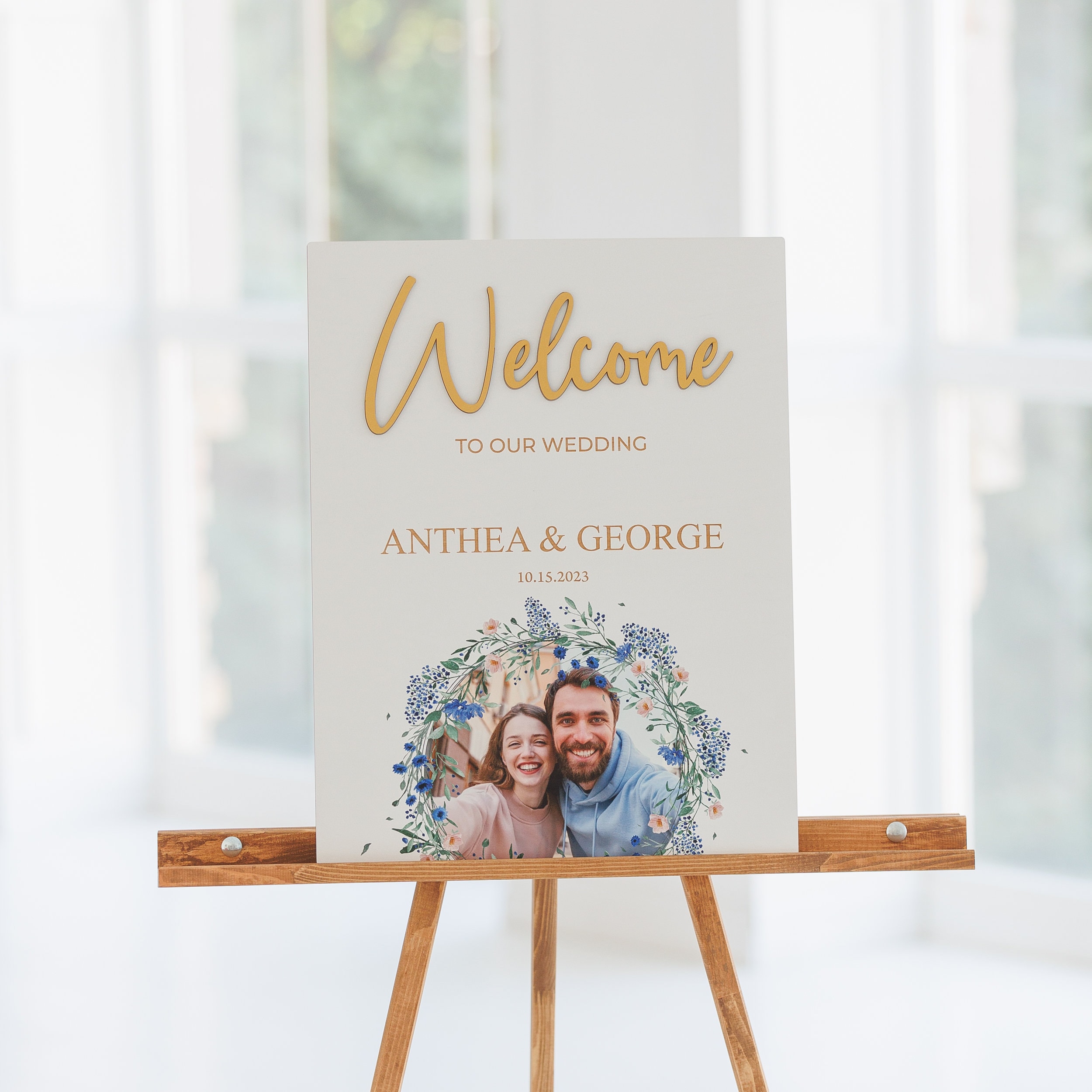 Wedding Welcome Sign, Custom Wedding Sign With Couple's Photo Printed ...
