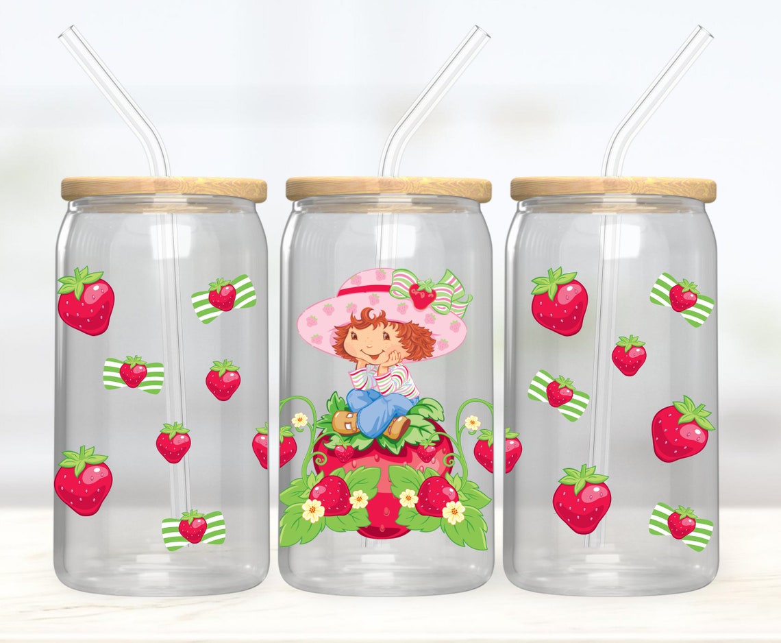 Strawberry PNG, 16 Oz. Wrap - Digital Download - UV DTF Wrap Design ...