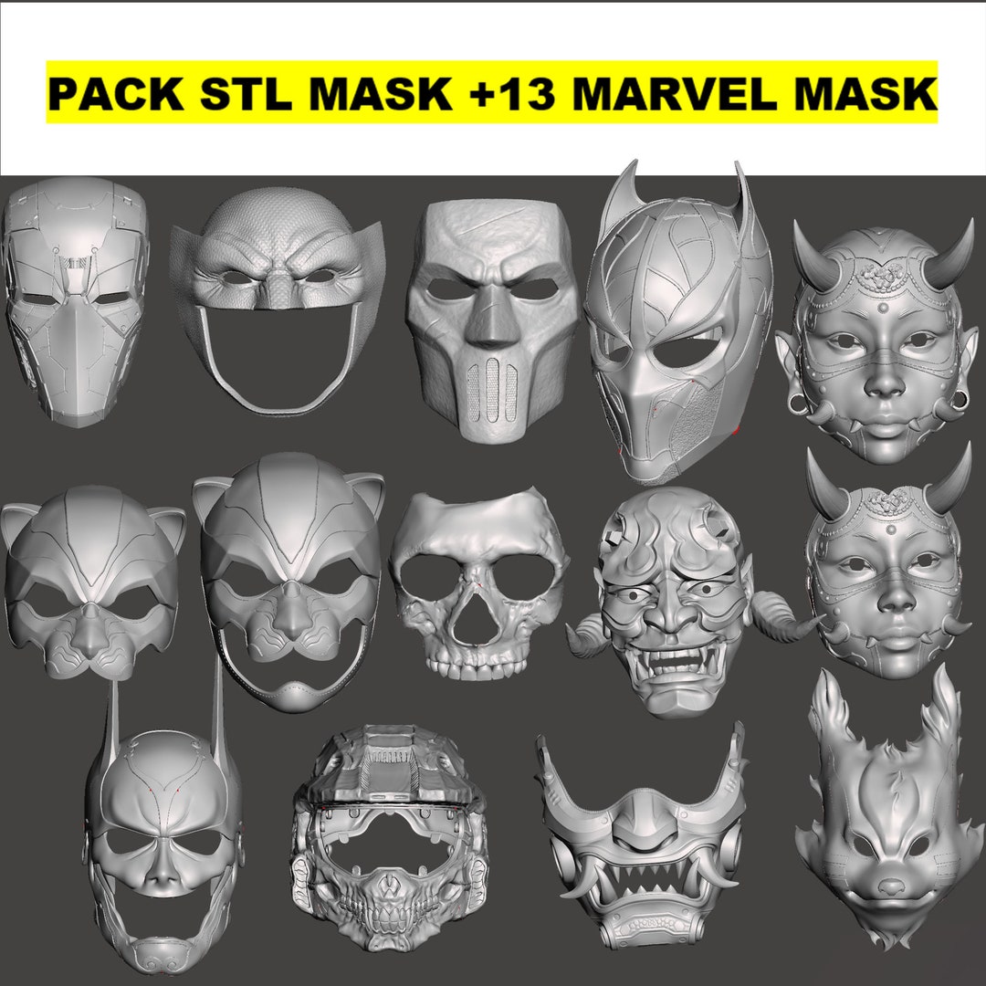 Pack Stl Mask Stl, Stl File, 3d Print, 3d, 3d Printer, 3d Model, Stl ...