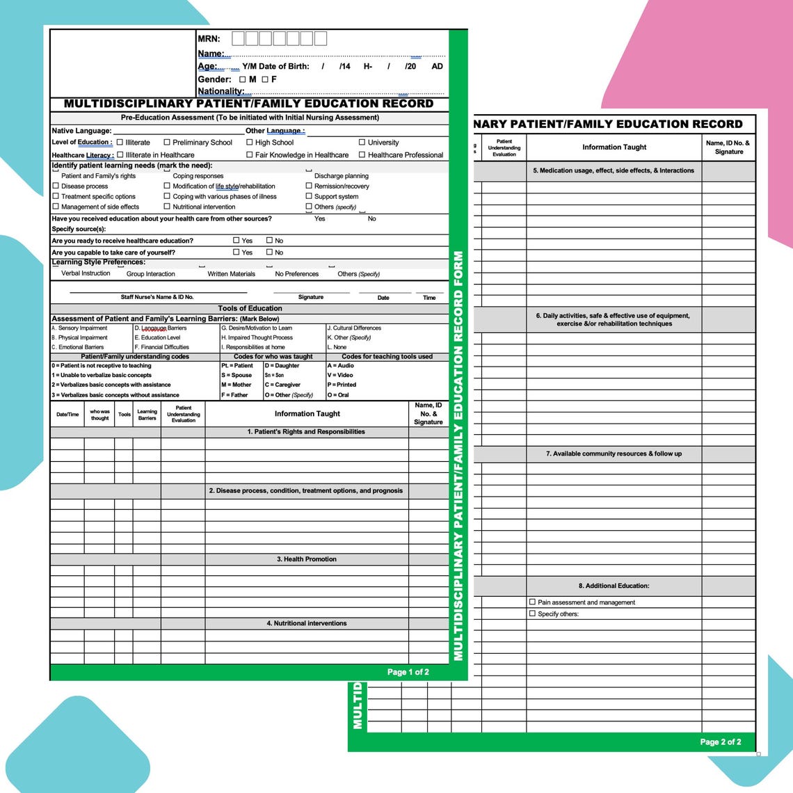 Inpatient Admission and Discharge Forms | Printable Hospital Forms ...