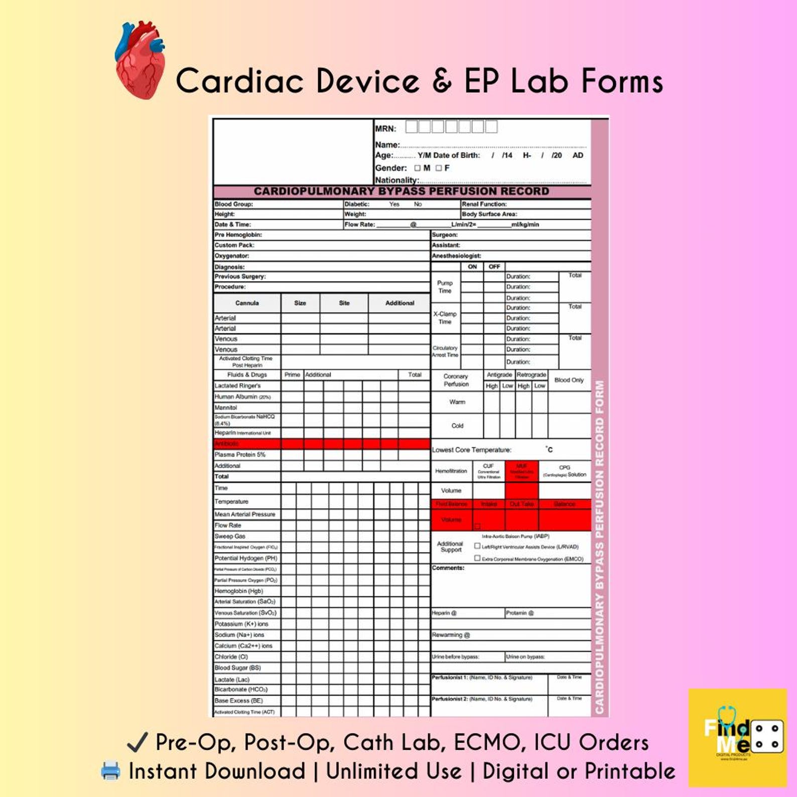 Cardiac & Cath Lab Forms Bundle Pacemaker, ICD, EP, ACS, Admission and ...