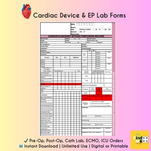 Cardiac & Cath Lab Forms Bundle Pacemaker, ICD, EP, ACS, Admission and ...