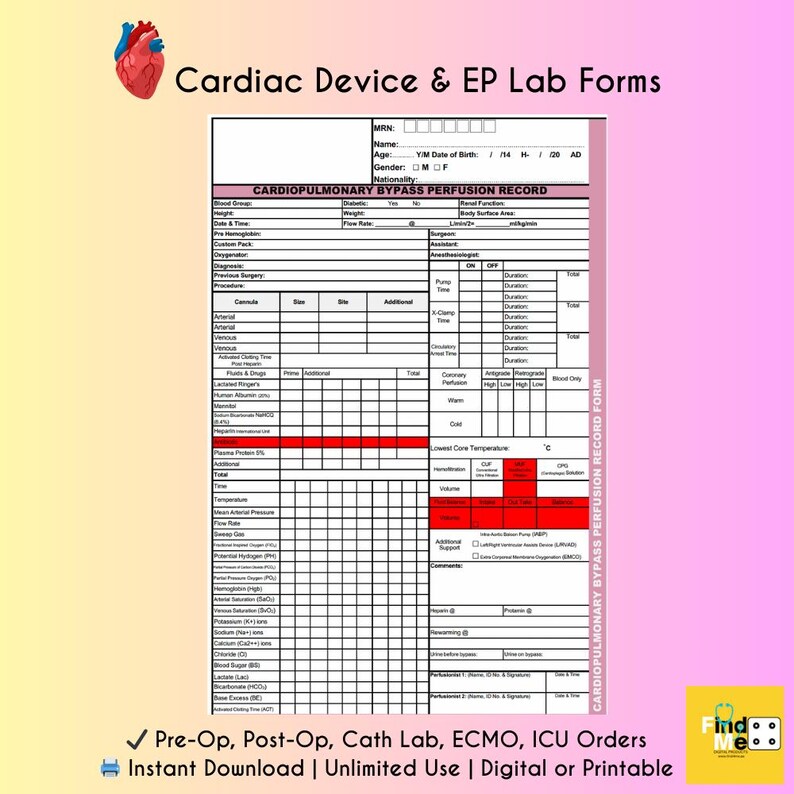 Cardiac & Cath Lab Forms Bundle Pacemaker, ICD, EP, ACS, Admission and ...