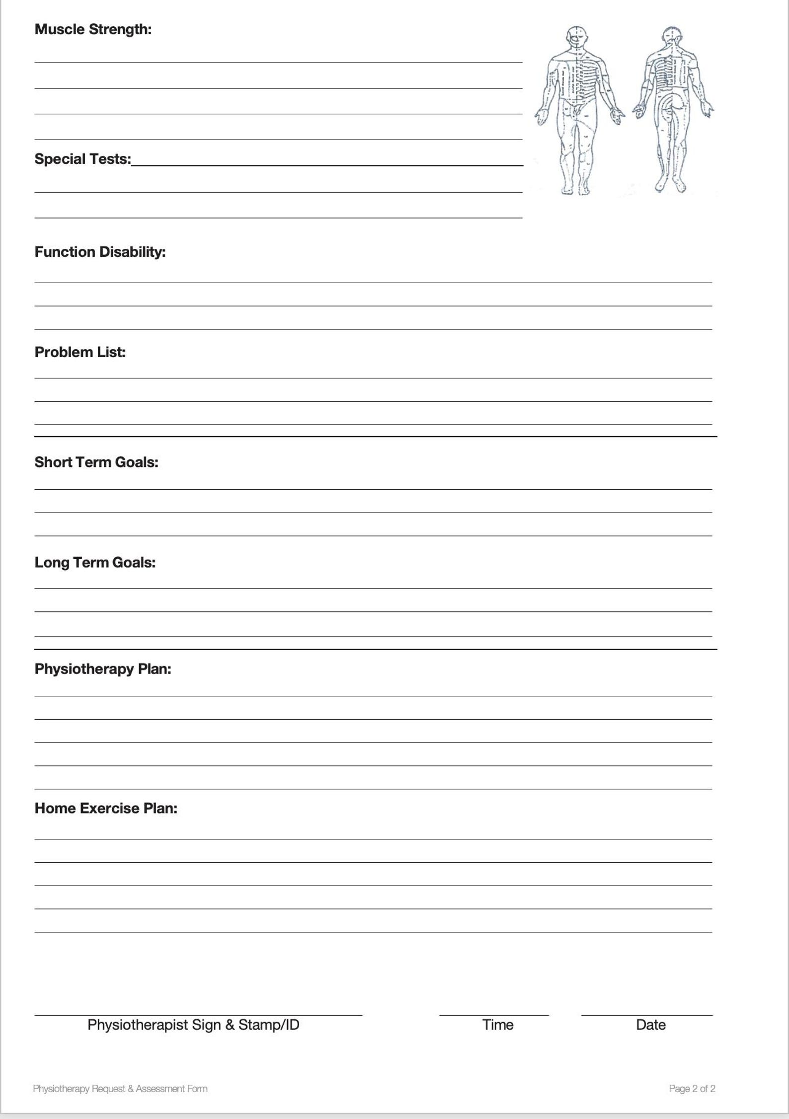 Physiotherapy Request Initial Assessment Form Printable & Editable - Etsy