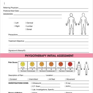 Physiotherapy Request Initial Assessment Form Printable & Editable - Etsy