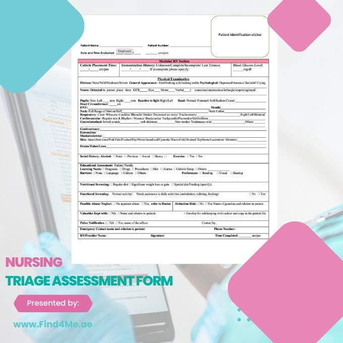 Nursing Triage Assessment Form – Emergency Medicine Template - Etsy