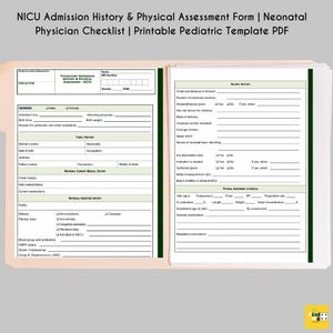 NICU History & Physical Assessment Form | Neonatal Physician Checklist ...