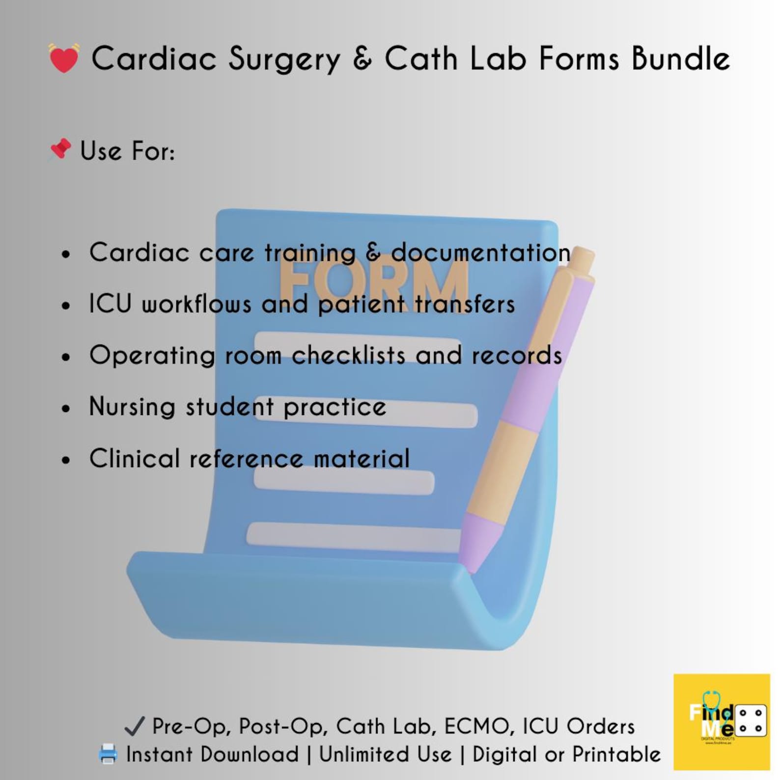Cardiac Surgery & Cath Lab Forms Bundle: ICU Nursing Sheets (printable ...
