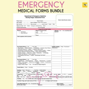 Emergency Medical Forms Bundle | Printable ER Nursing Templates, Triage ...