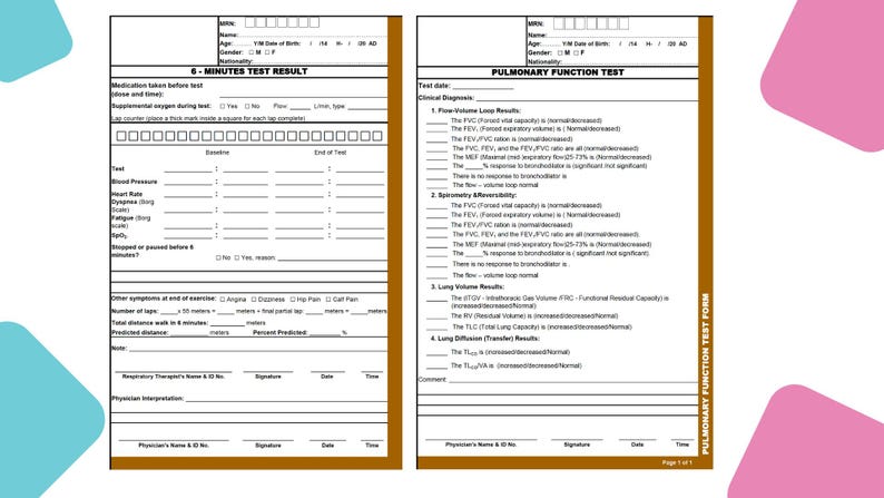Respiratory Therapy Forms Bundle: Clinical Assessment Sheets (PDF ...