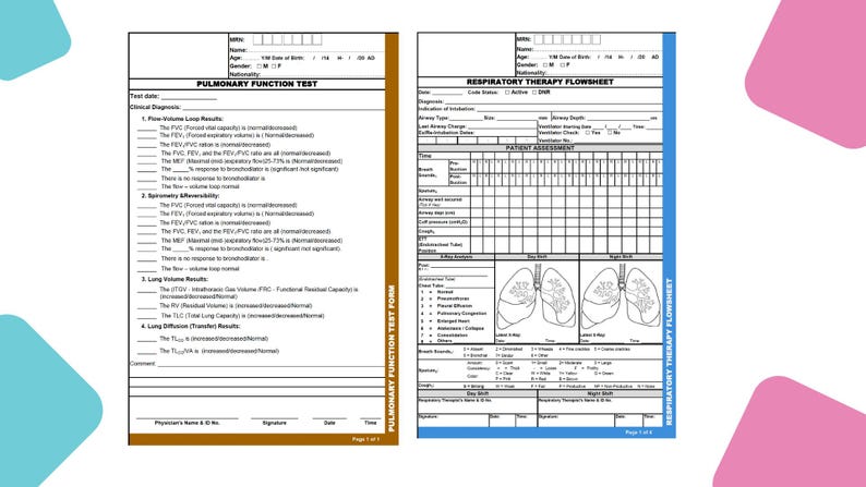 Respiratory Therapy Forms Bundle: Clinical Assessment Sheets (PDF ...