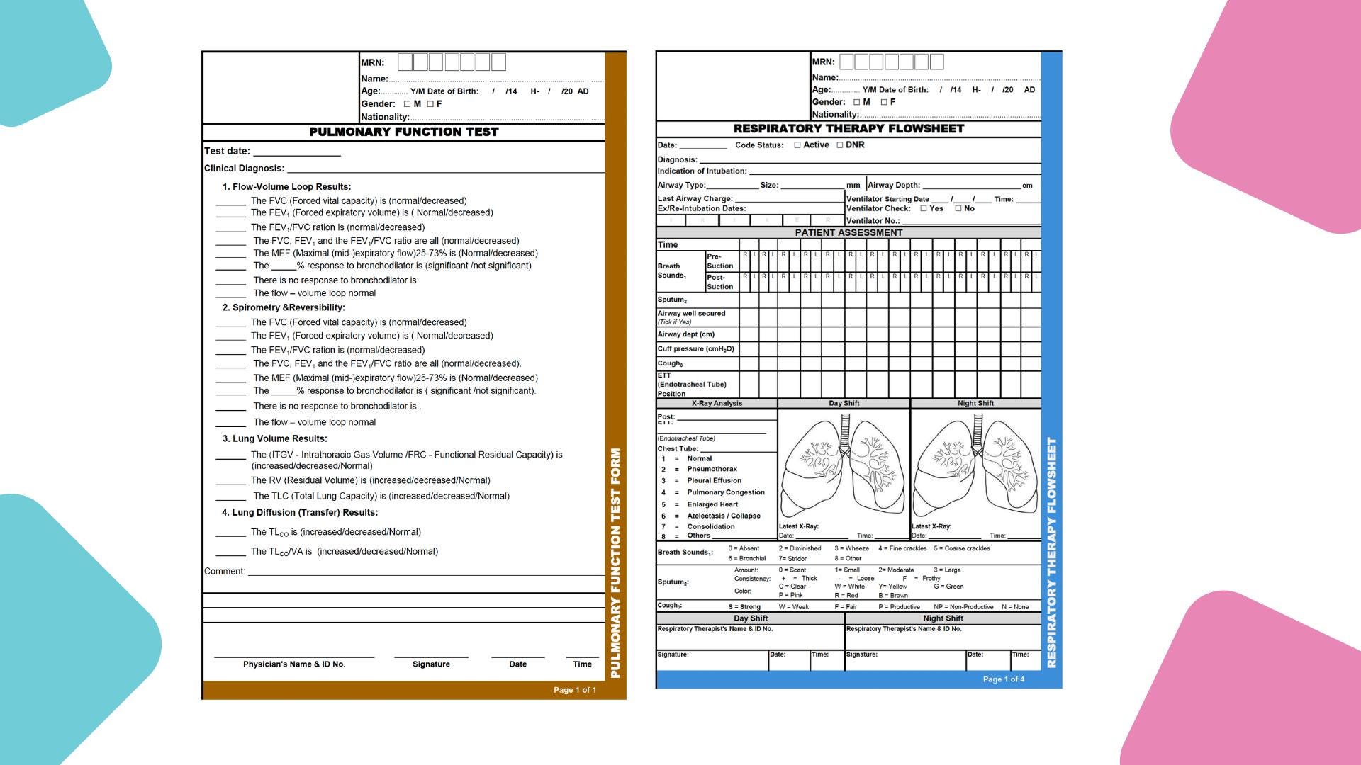 Respiratory Therapy Forms Bundle: Clinical Assessment Sheets (PDF ...