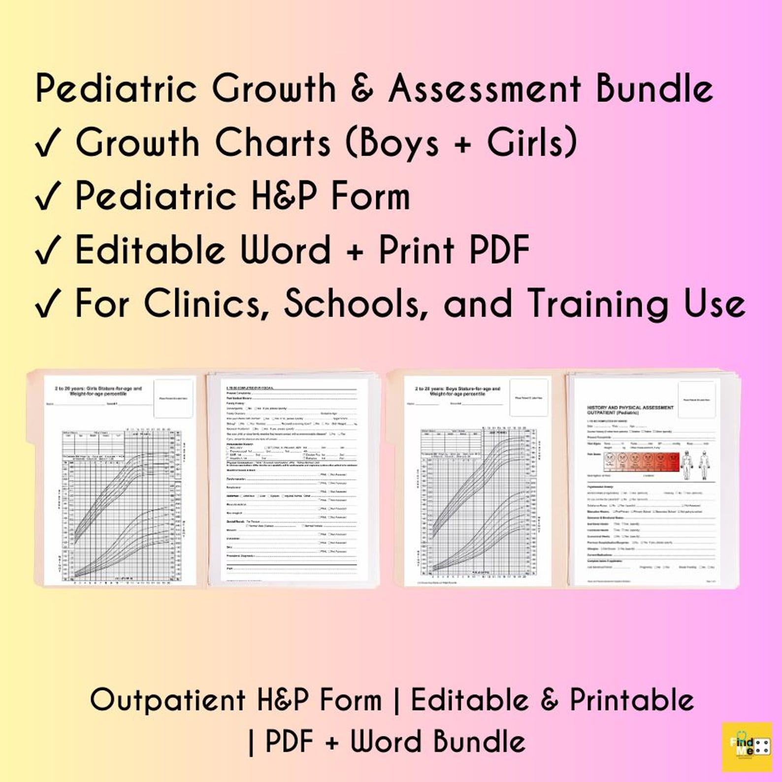 Pediatric Growth Charts & Assessment Forms - Boys - Girls Percentile ...