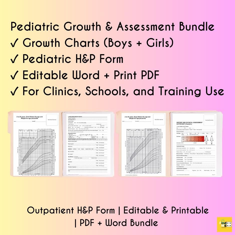 Pediatric Growth Charts & Assessment Forms - Boys - Girls Percentile ...