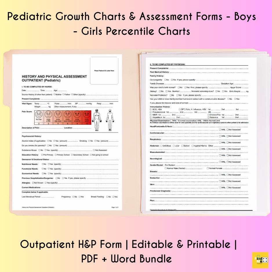 Pediatric Growth Charts & Assessment Forms - Boys - Girls Percentile ...