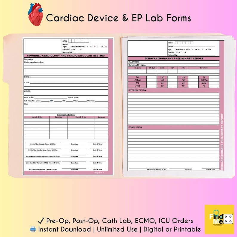 Cardiac & Cath Lab Forms Bundle Pacemaker, ICD, EP, ACS, Admission and ...
