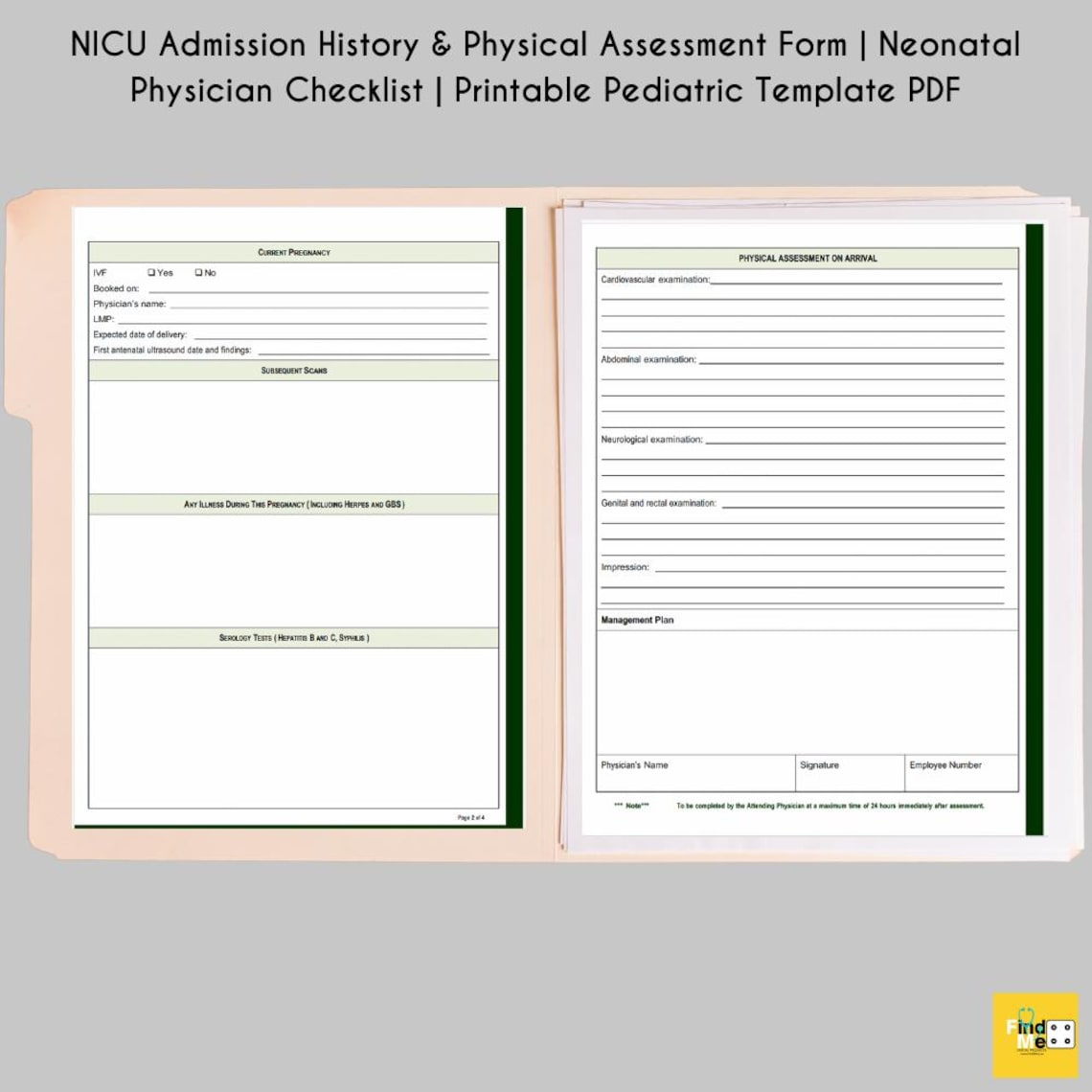 NICU History & Physical Assessment Form | Neonatal Physician Checklist ...