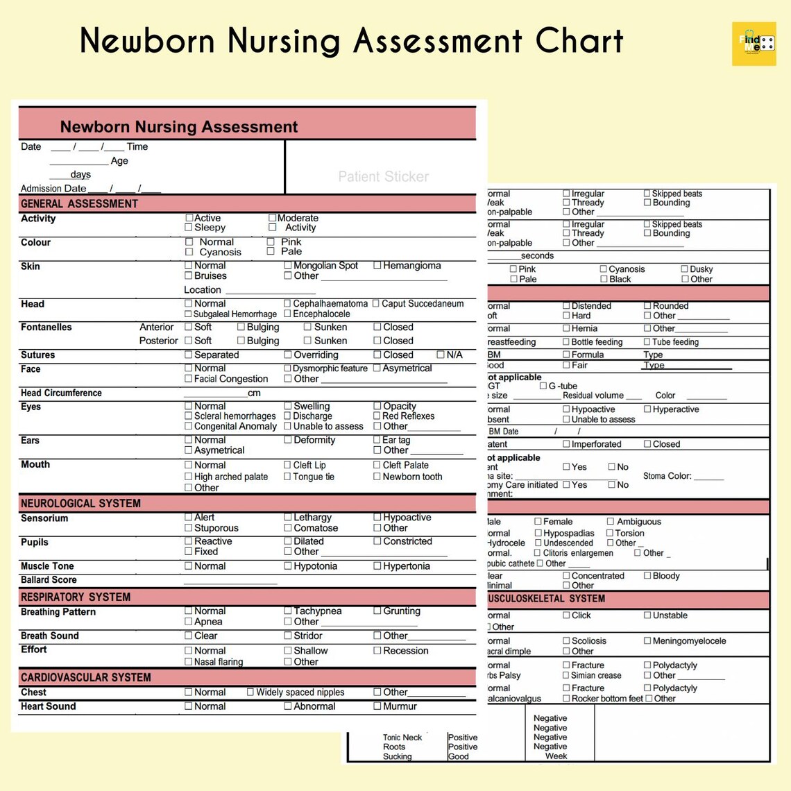 Newborn Nursing Assessment Chart | Neonatal Nurse Cheat Sheet | NICU ...