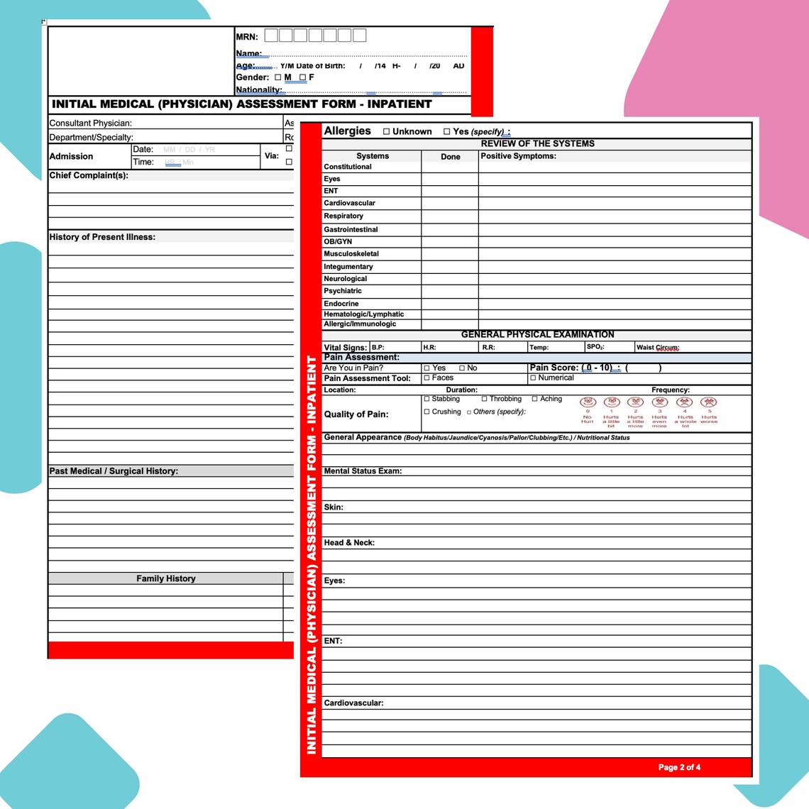 Inpatient Admission and Discharge Forms | Printable Hospital Forms ...