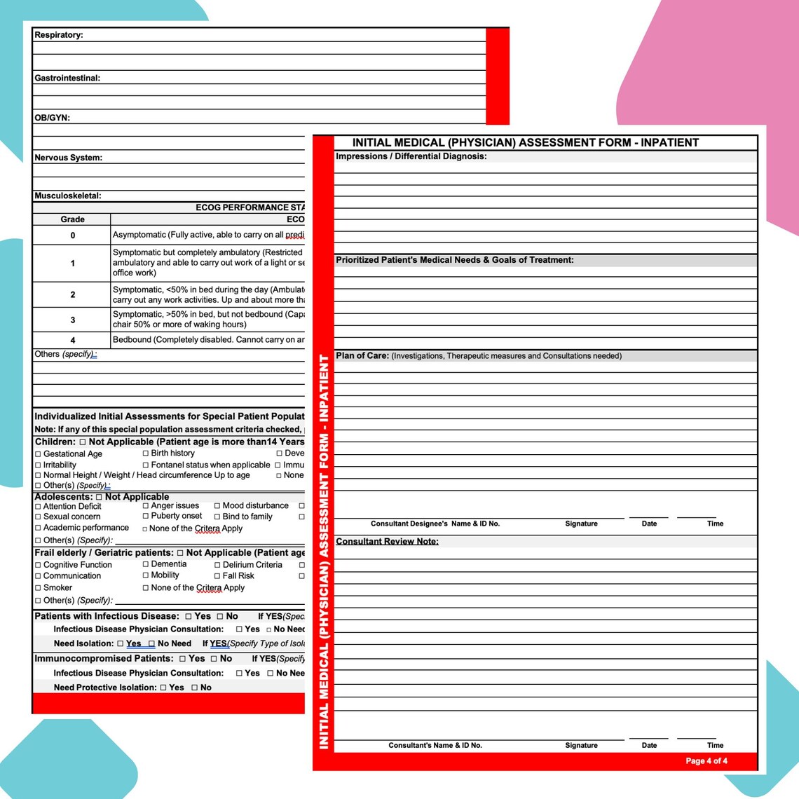 Inpatient Admission and Discharge Forms | Printable Hospital Forms ...