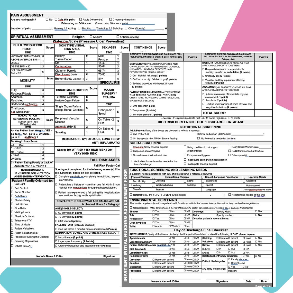 Inpatient Admission and Discharge Forms | Printable Hospital Forms ...