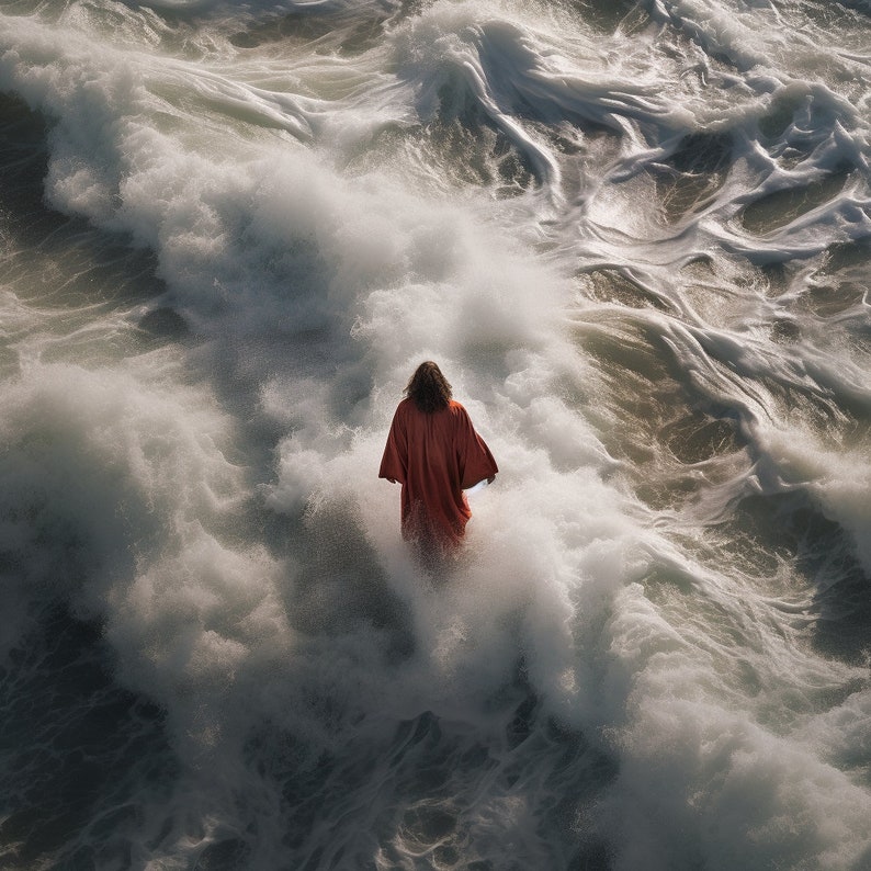 Jesus Walking on Water Digital Image, Fine Art Portrait Digital ...