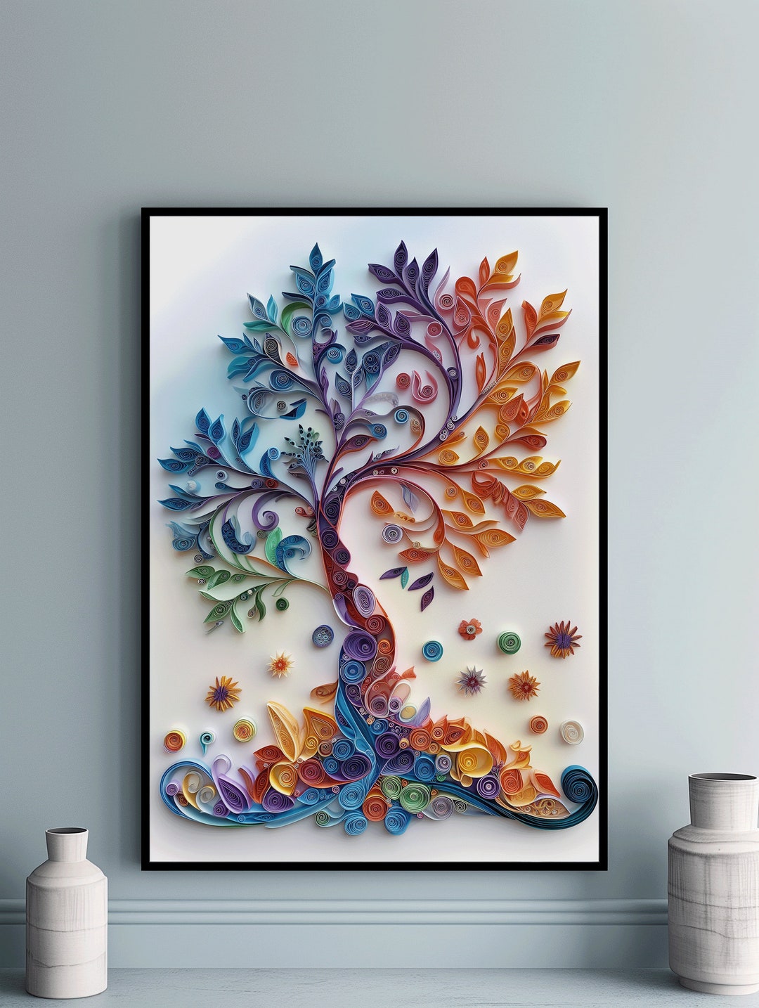 Abstract Digital Art / Paper Quilling Style Tree / Downloadable Digital ...
