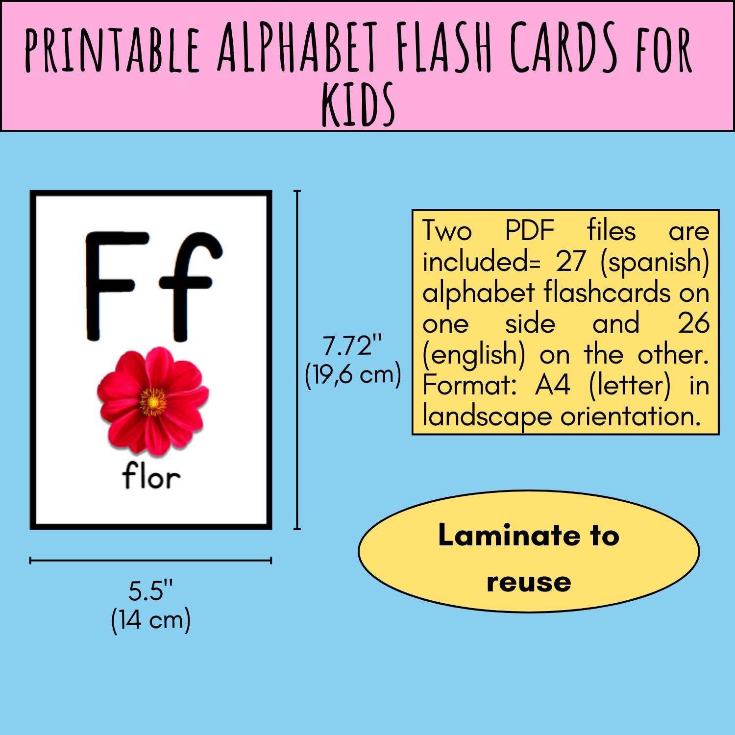 ABC Flash Cards in English and Spanish, Minimalist, Real Images ...