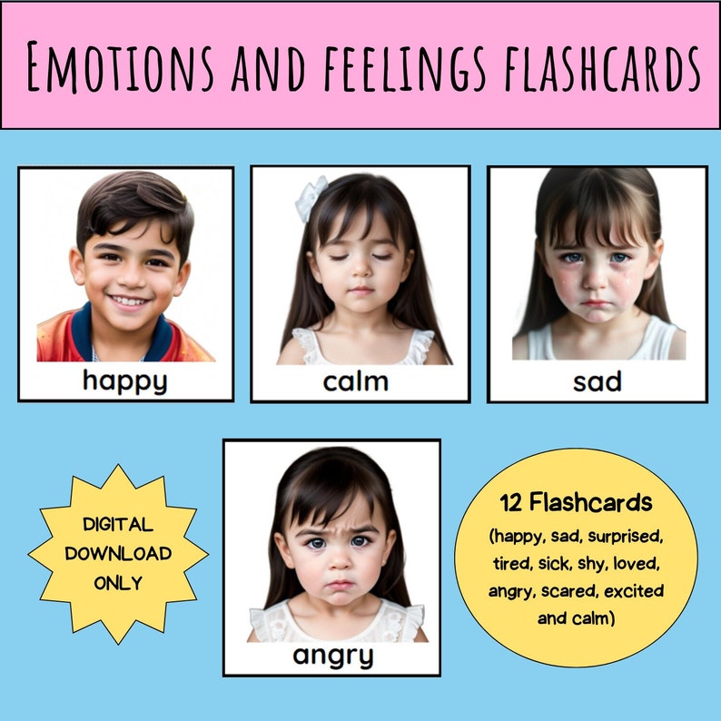 Emotions and Feelings Printable Flashcards: Nurturing Emotional ...
