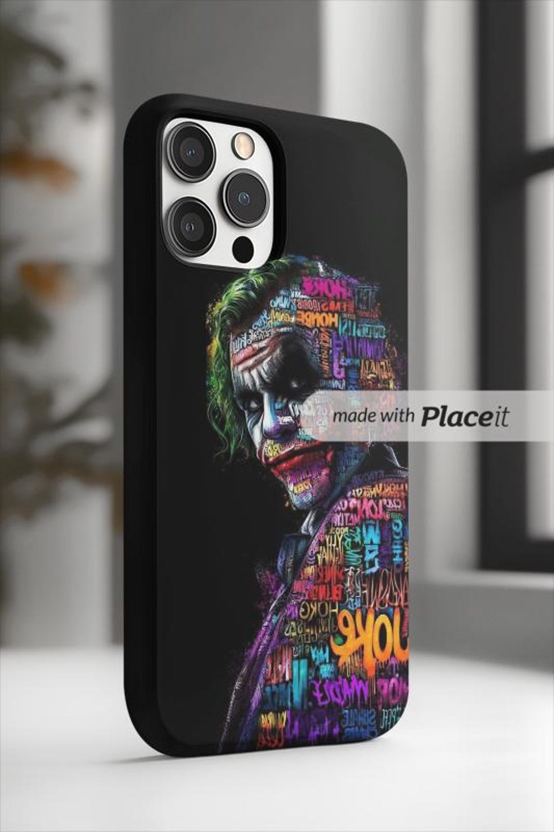 Colorful Typographic Joker Portrait Phone Case | Tough Phone Cases - Etsy