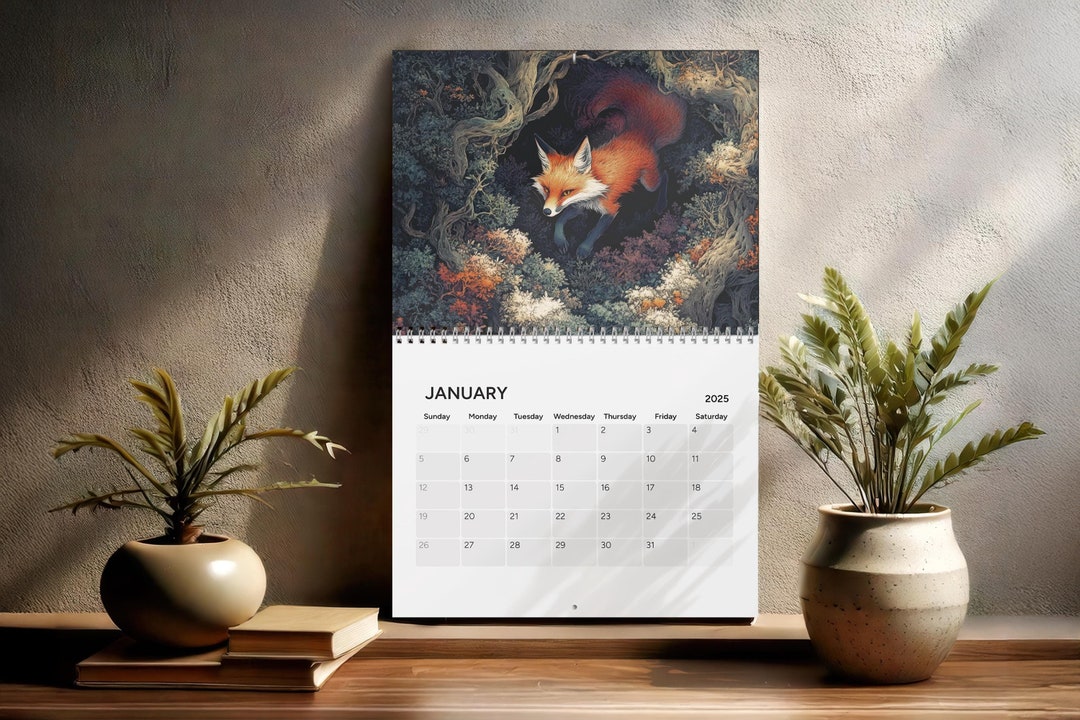 2025 Fox Calendar, Wildlife Art Calendar, Forest Animal Wall Calendar ...