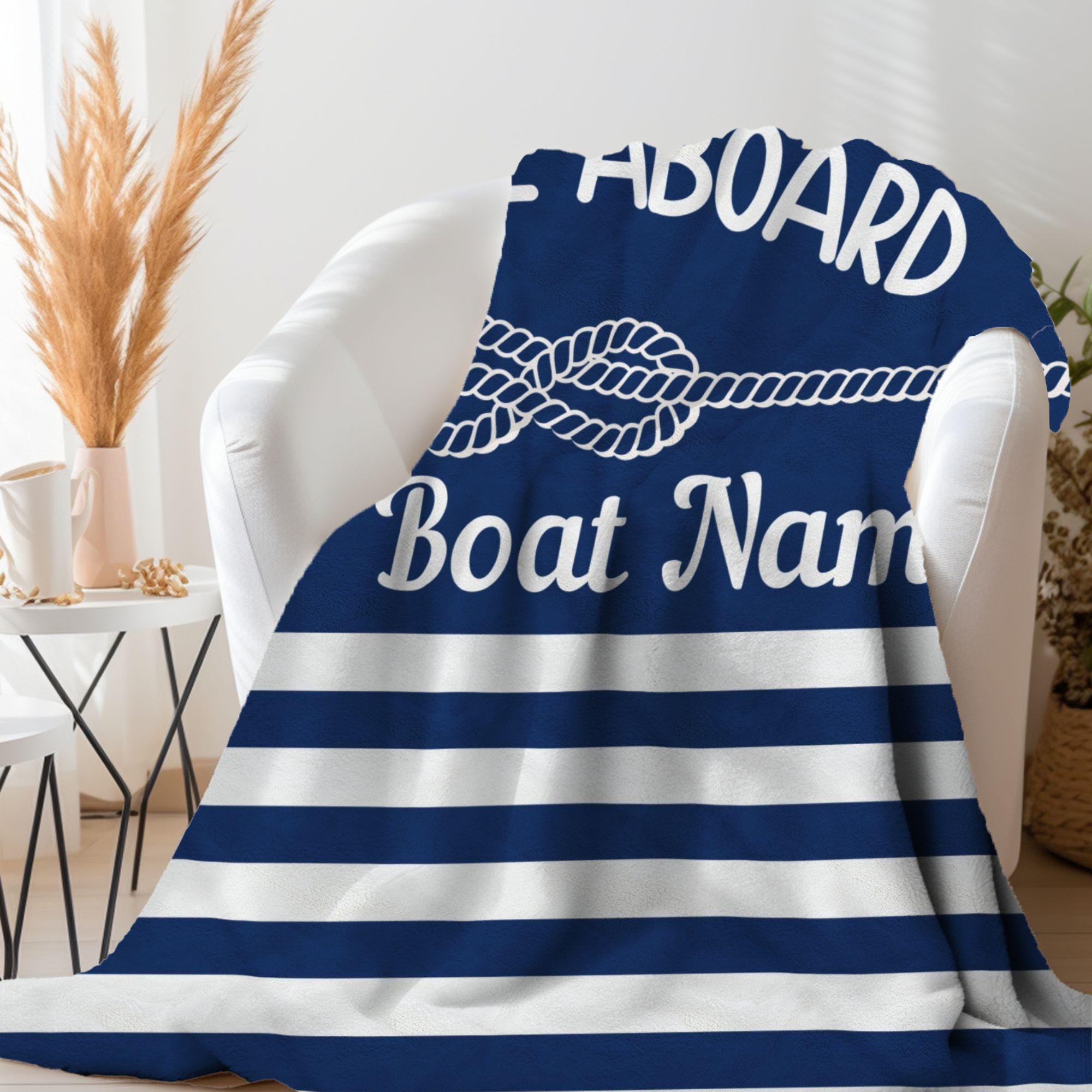 Custom Boat Blanket, Personalized Boat Name Throw, Nautical Throw, Gift ...