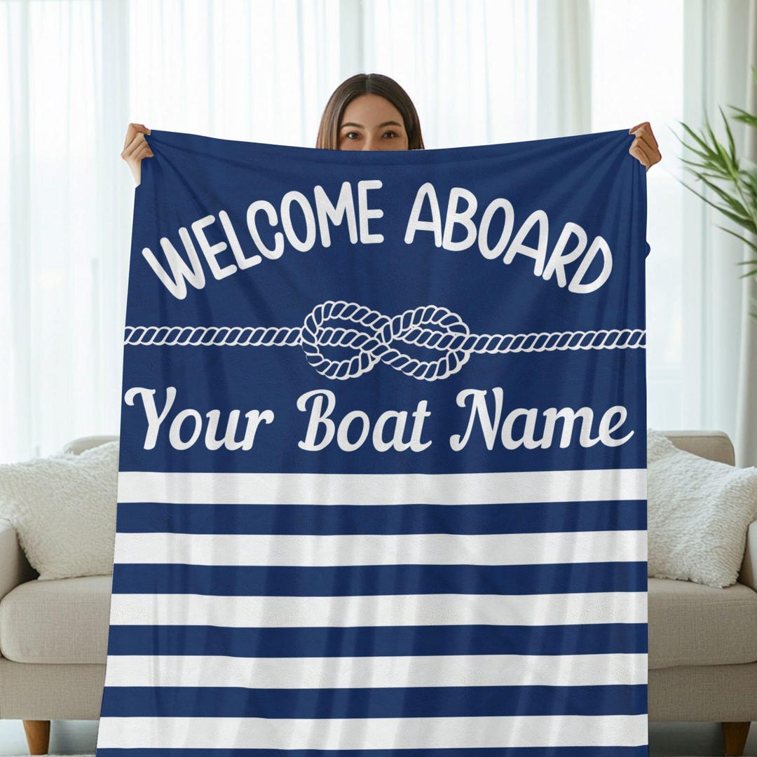 Custom Boat Blanket, Personalized Boat Name Throw, Nautical Throw, Gift ...