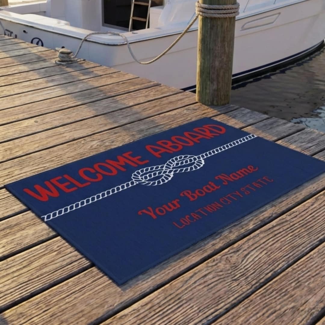 Welcome Aboard Mat for Boat Owners Nautical Boat Welcome Mat Marine ...