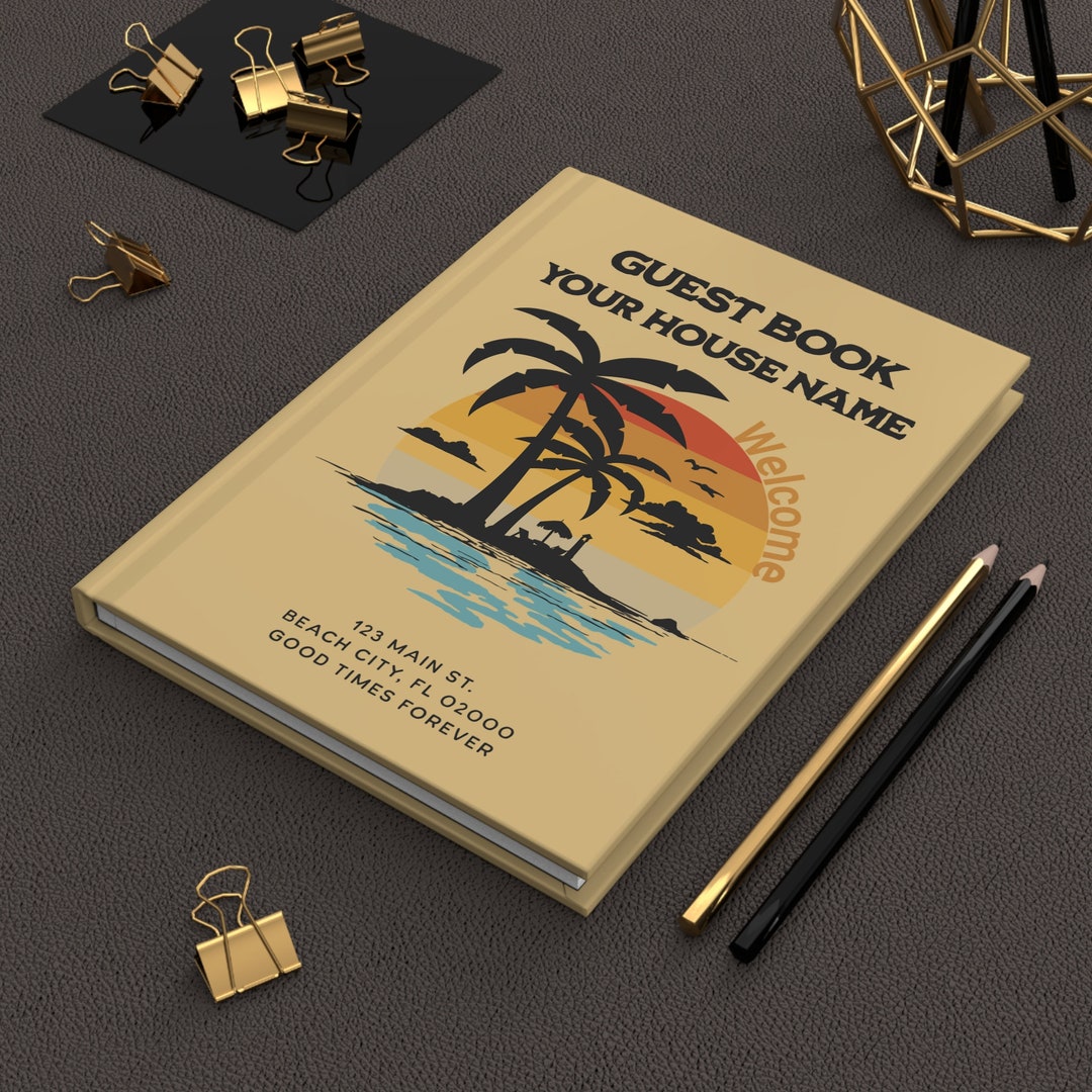 Custom Beach House Guest Book: Personalized Vacation Rental Welcome ...