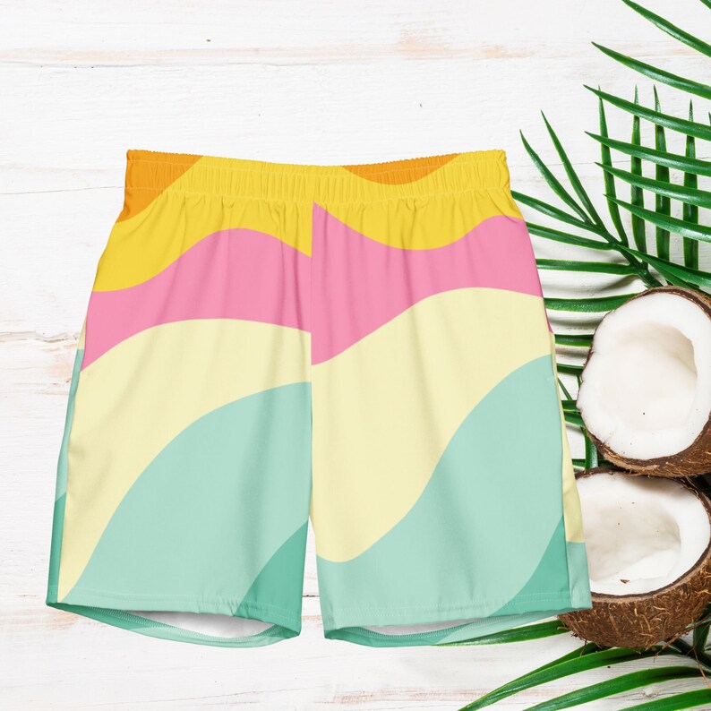 Retro Wave Swim Trunks,family Matching Swim Shorts for Men, Gift for ...