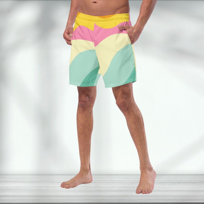 Retro Wave Swim Trunks,family Matching Swim Shorts for Men, Gift for ...