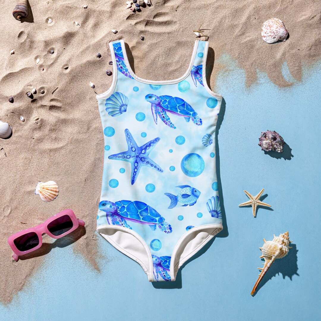Sea Turtle Toddler Swimsuit: UPF 40 Little Kids Bathing Suit - Etsy
