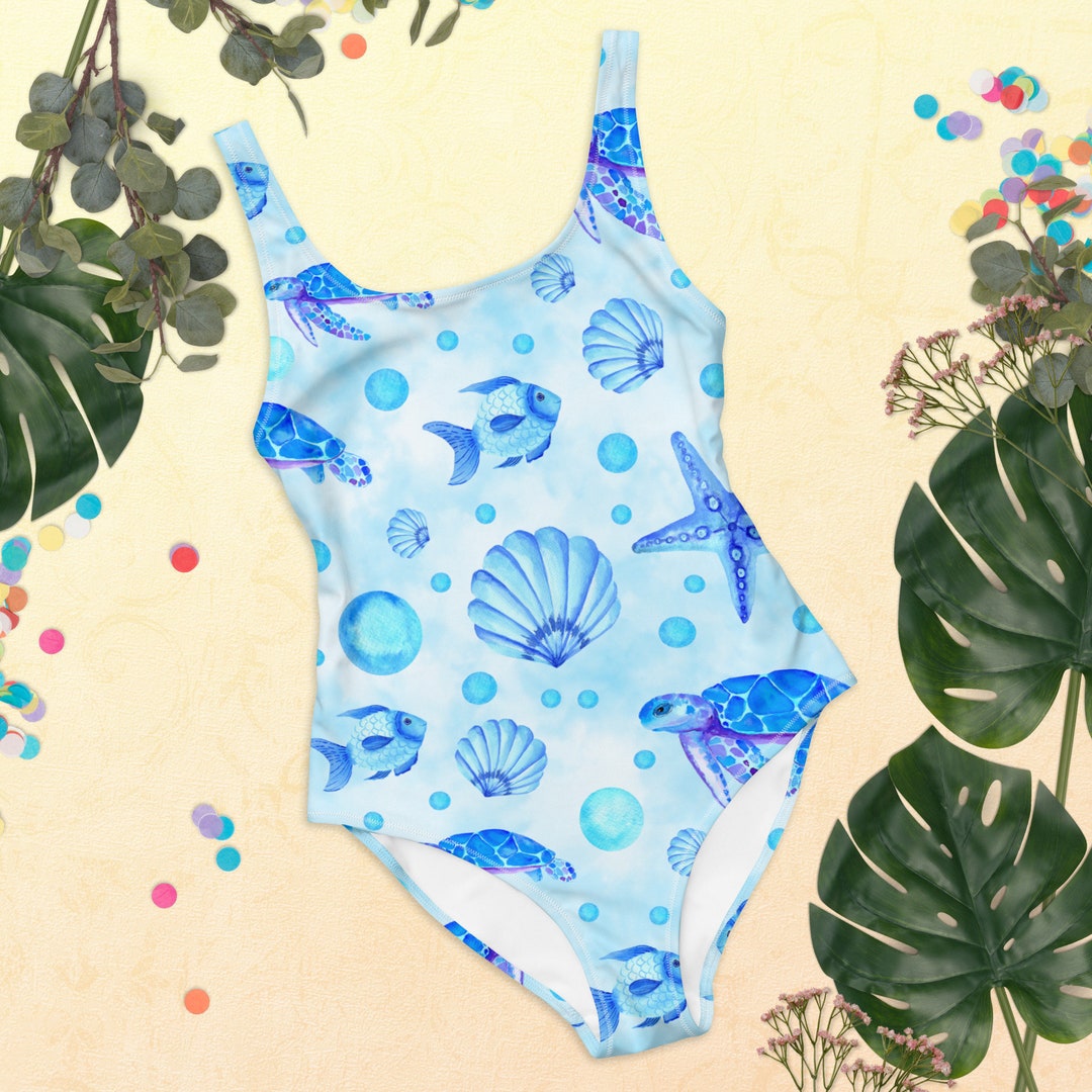 Seaturtle Design One Piece Swimwear,bathing Suit for Women Regular Plus ...