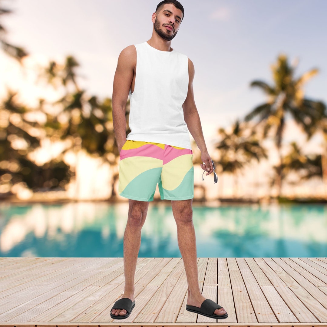 Retro Wave Swim Trunks,family Matching Swim Shorts for Men, Gift for ...