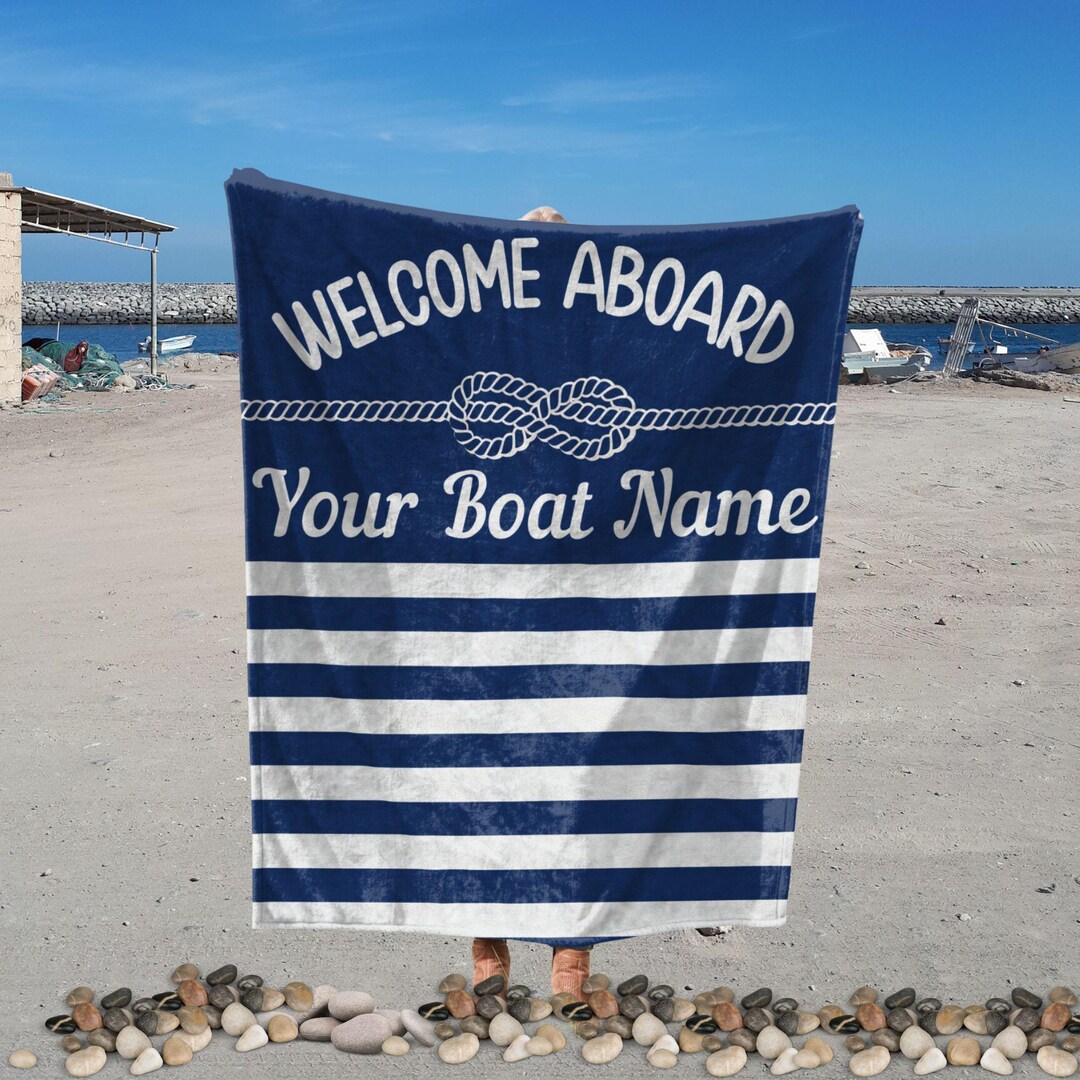 Custom Boat Blanket, Personalized Boat Name Throw, Nautical Throw, Gift ...