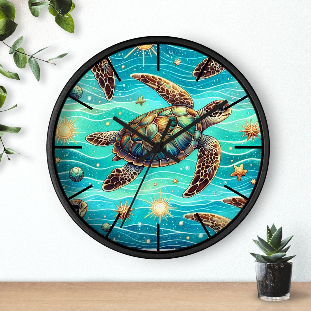 Sea Turtle Print Clock,beach House Decor,living Room Decor,kitchen Wall ...