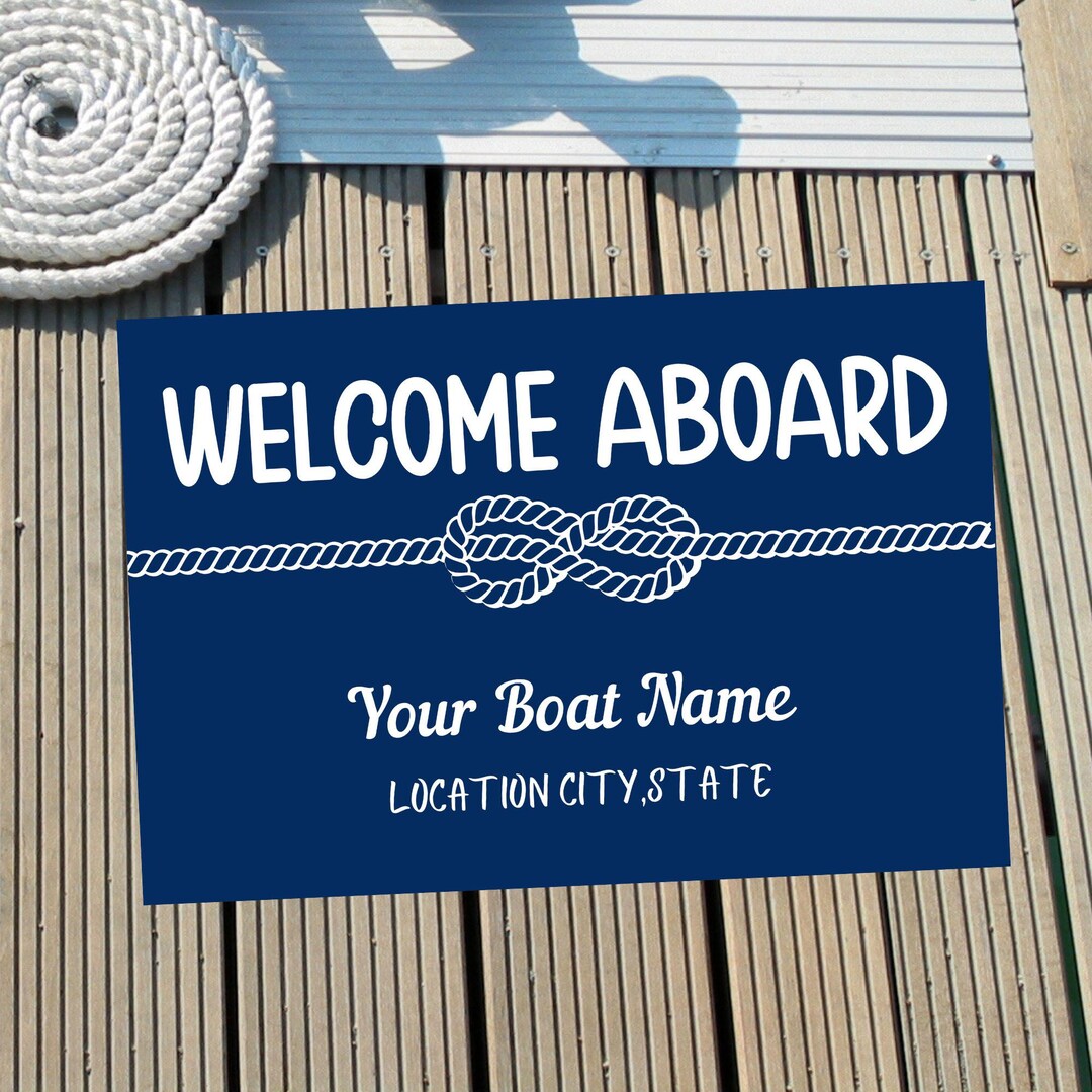 Nautical Welcome Aboard Boat Mat,boat Lover Gift, Outdoor Deck Decor ...