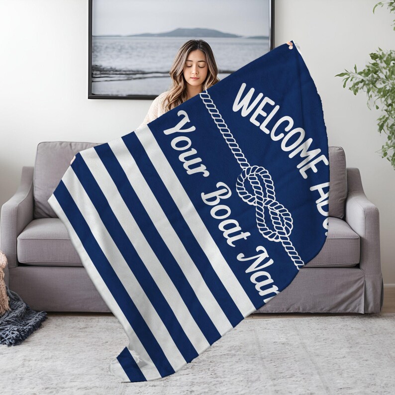 Custom Boat Blanket, Personalized Boat Name Throw, Nautical Throw, Gift ...