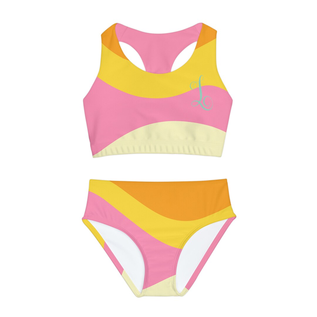 Child Retro Wave Swimsuit,personalized With Initial Custom Bathing Suit ...